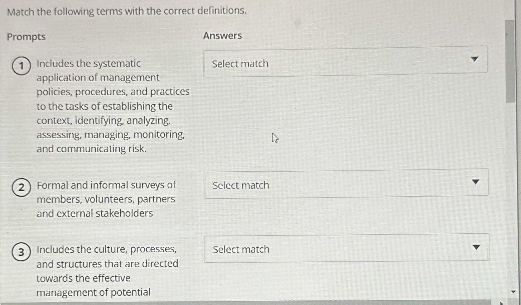 Solved Match the following terms with the correct | Chegg.com