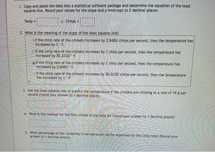 Solved Plerce measured the number of chirps per second for | Chegg.com