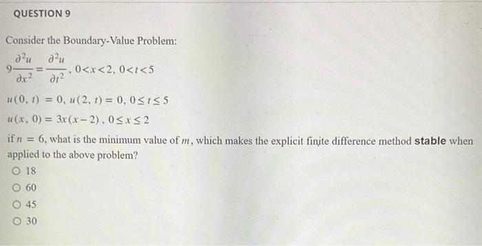 Solved Consider the Boundary-Value Problem: 9∂x2∂2u=∂t2∂2u,0 | Chegg.com