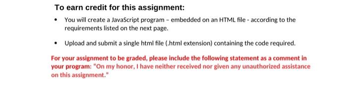 To earn credit for this assignment: - You will create | Chegg.com