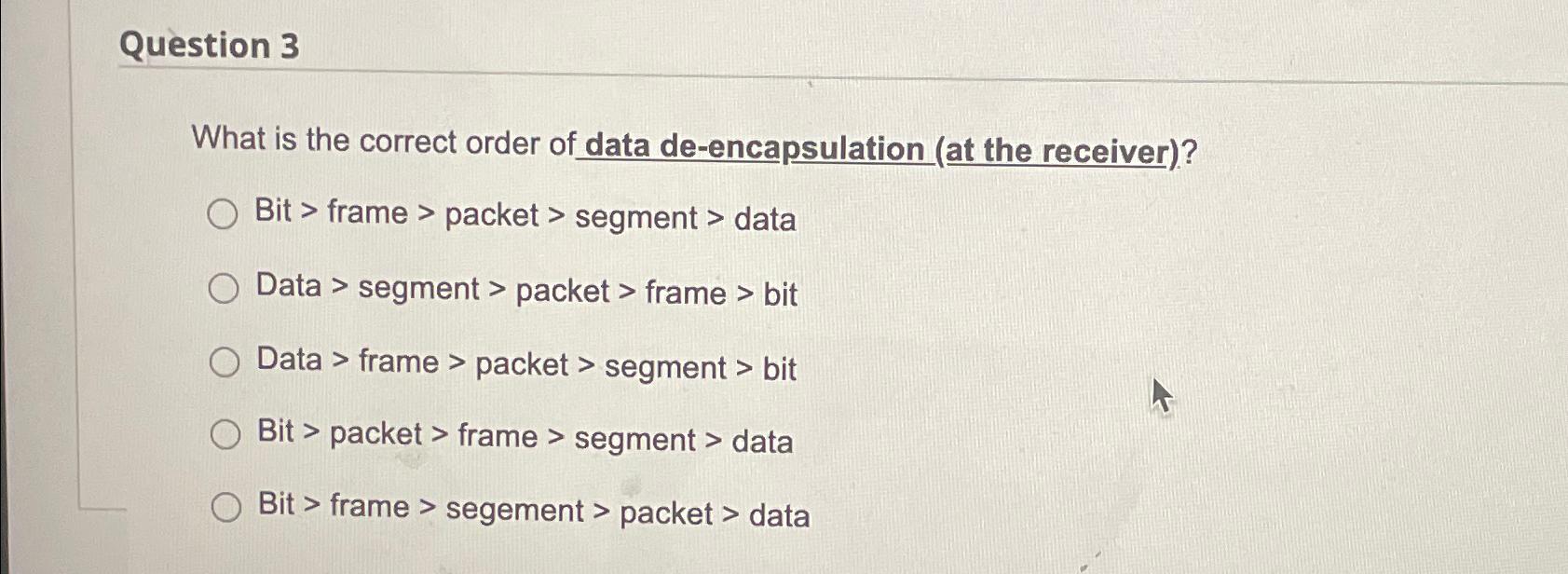 Solved Question 3What is the correct order of data | Chegg.com