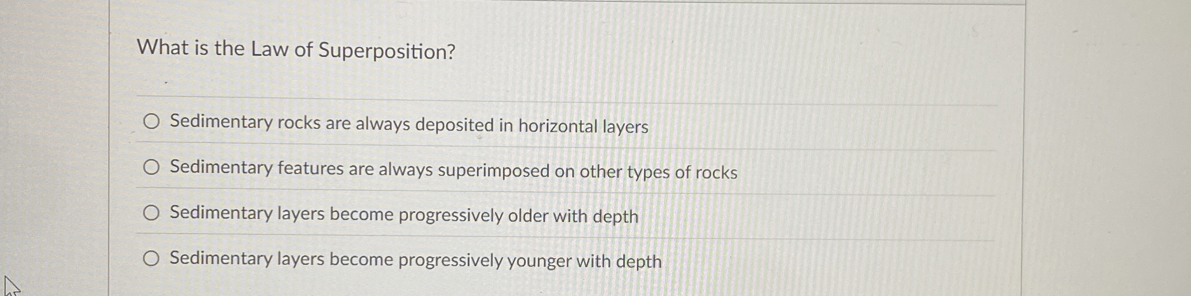 Solved What is the Law of Superposition?Sedimentary rocks | Chegg.com