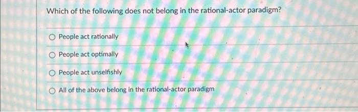 Solved Which of the following does not belong in the | Chegg.com