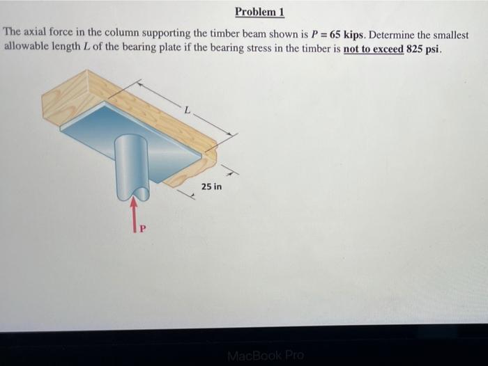 Solved Problem 1 The axial force in the column supporting | Chegg.com