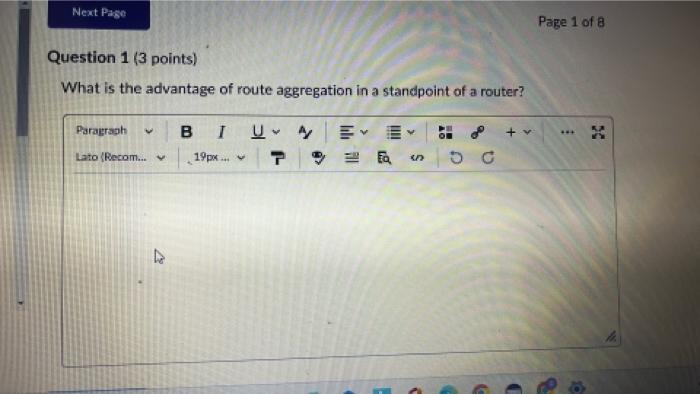 Solved What is the advantage of route aggregation in a | Chegg.com