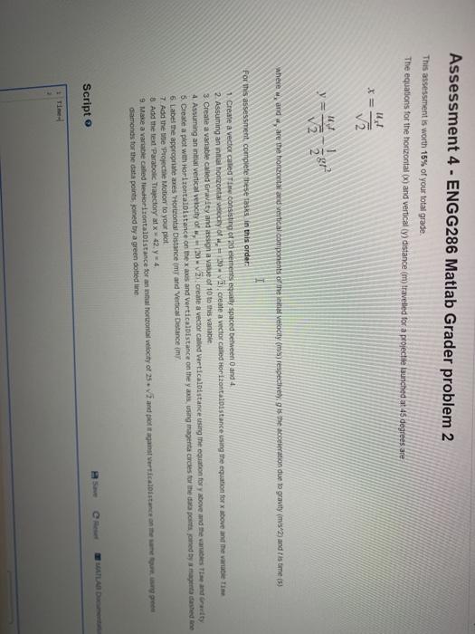 Solved Assessment 4 - ENGG286 Matlab Grader problem 2 This | Chegg.com