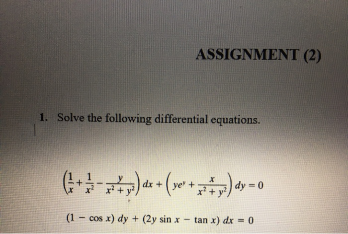 Solved 1. Solve the following differential equations. (2y | Chegg.com
