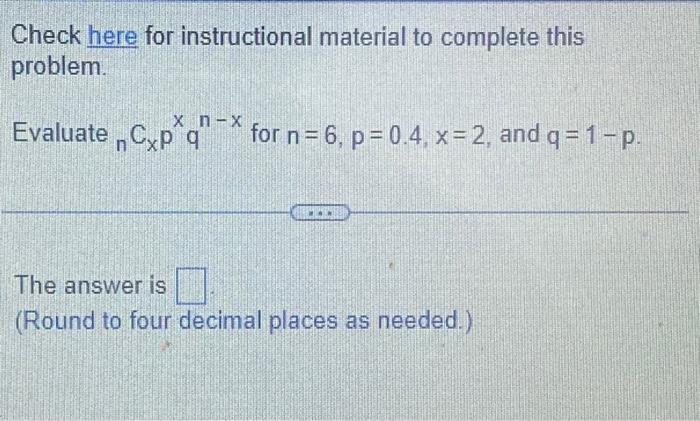 Solved Check here for instructional material to complete | Chegg.com
