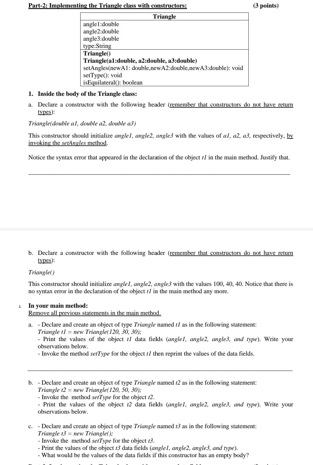 Solved Part-1: Implementing the Triangle class without | Chegg.com
