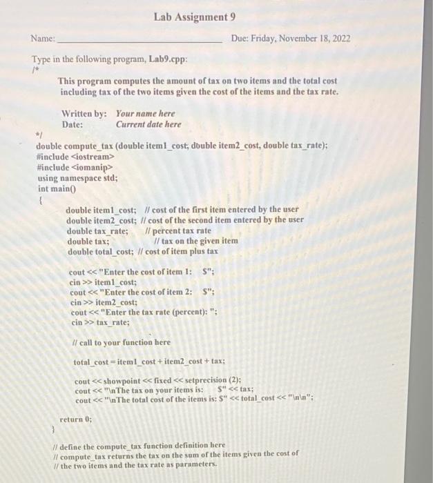 Solved Lab Assignment 9 Name: Due: Friday, November 18, 2022 | Chegg.com