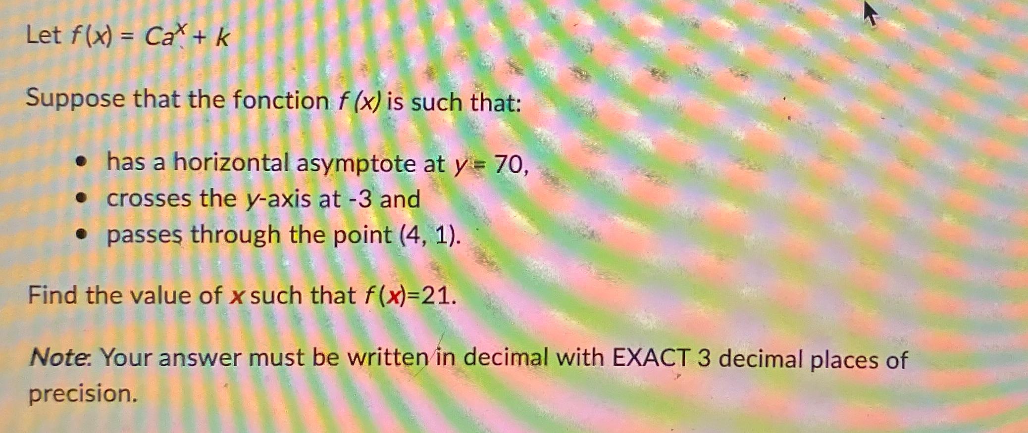 Solved Let F X Cax Ksuppose That The Fonction F X ﻿is Such