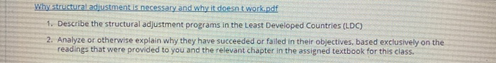 Solved Why structural adjustment is necessary and why it | Chegg.com