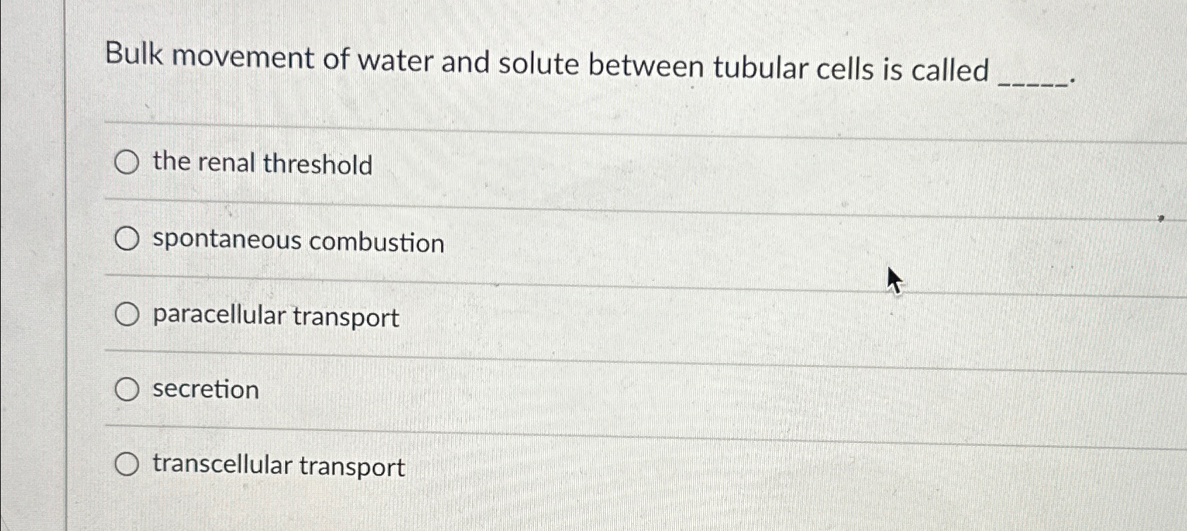 Solved Bulk movement of water and solute between tubular | Chegg.com