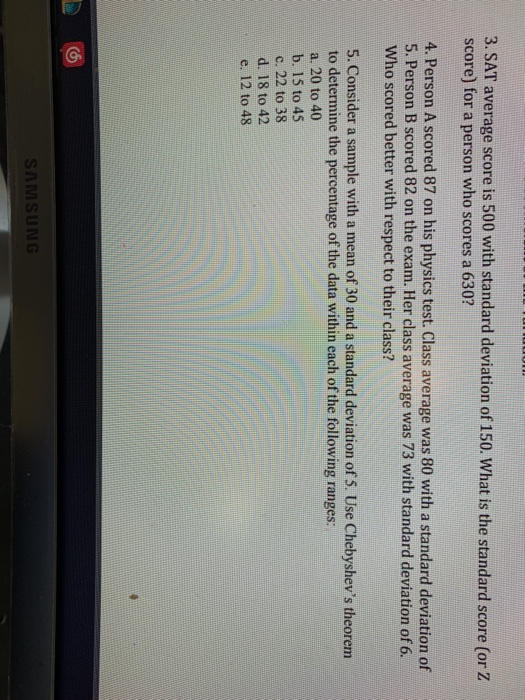 Solved 3. SAT average score is 500 with standard deviation | Chegg.com