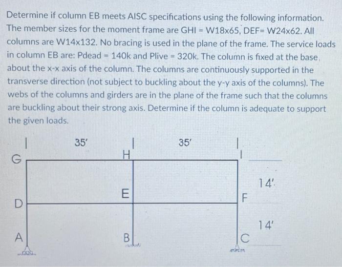 Solved Determine if column EB meets AISC specifications | Chegg.com