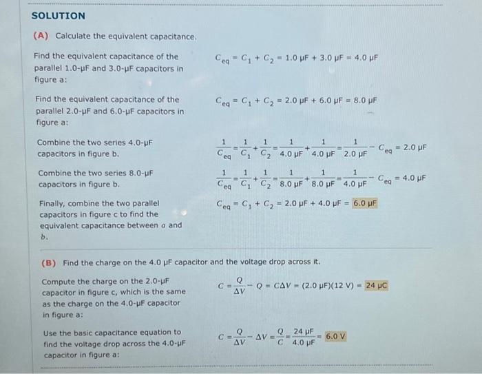 Solved SOLUTION (A) Calculate the equivalent capacitance. | Chegg.com