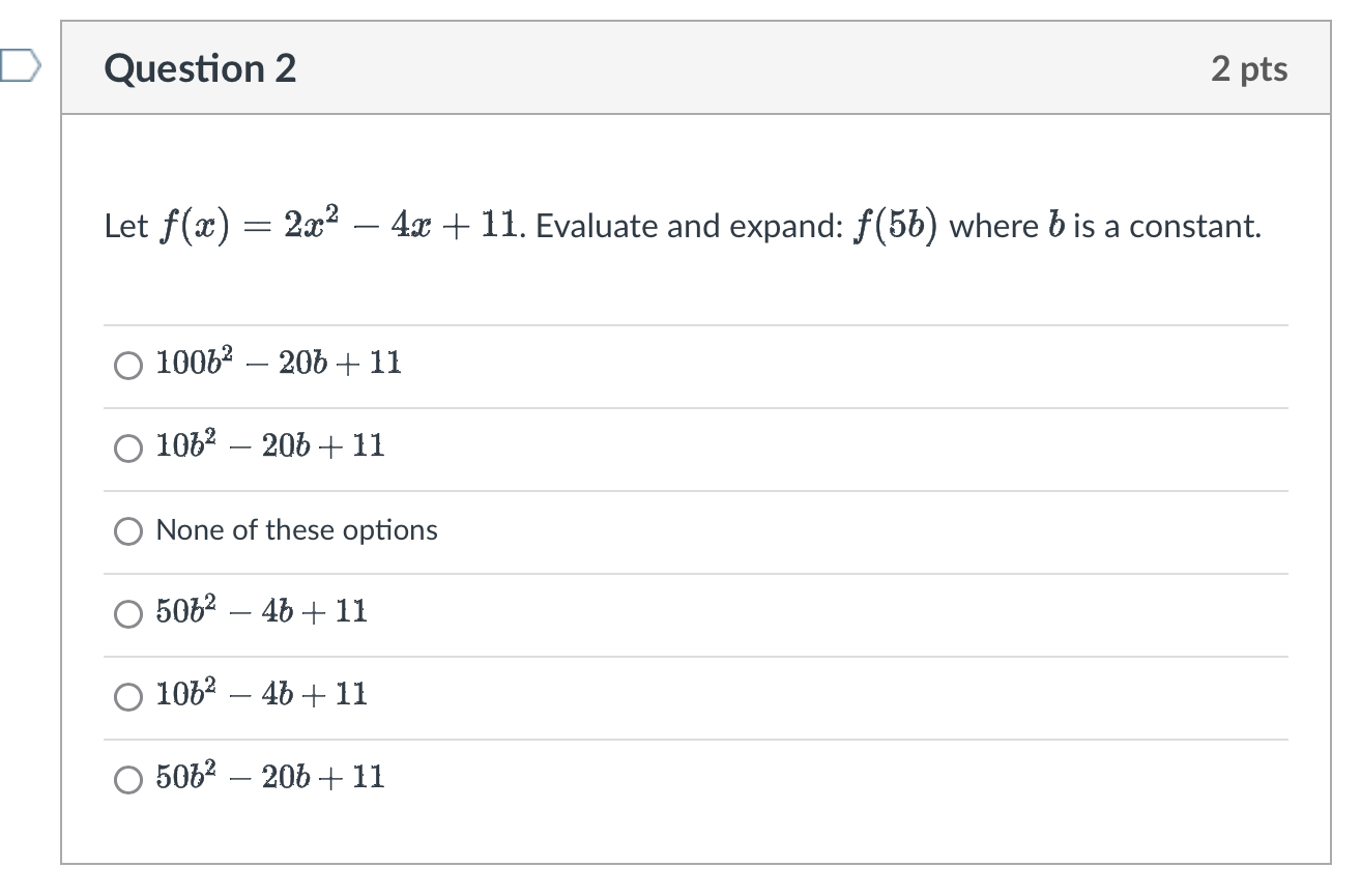 Solved Question 22 ﻿ptsLet f(x)=2x2-4x+11. ﻿Evaluate and | Chegg.com