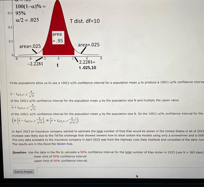Finite Populations Allow Us To Use A 100 1−α