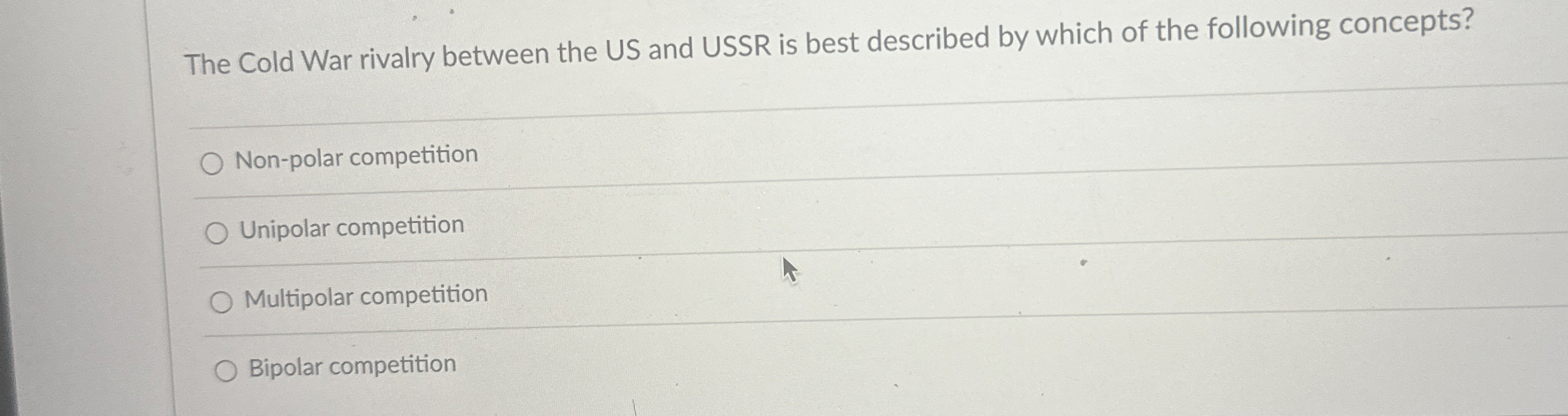 Solved The Cold War rivalry between the US and USSR is best | Chegg.com