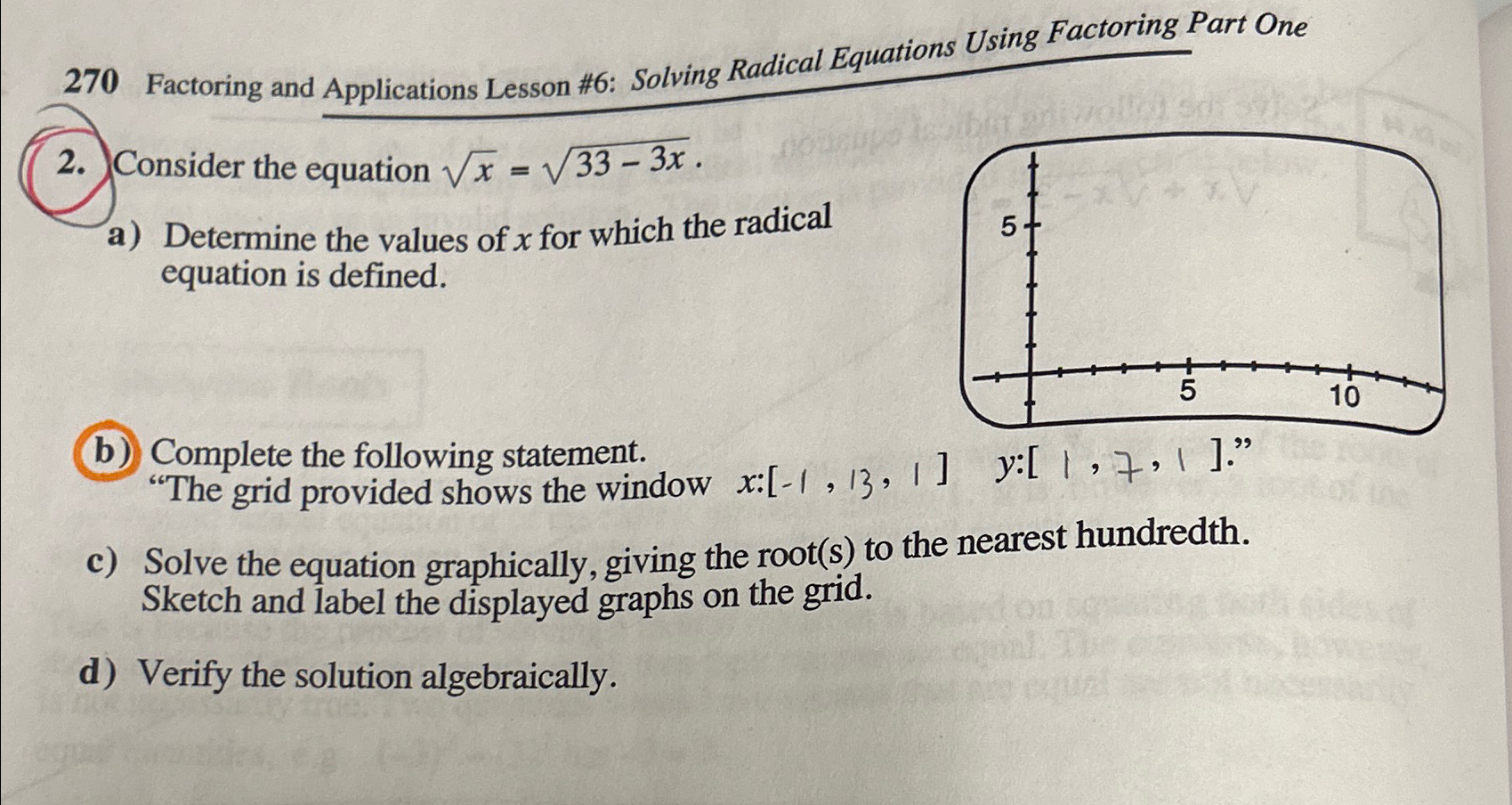 270 ﻿Factoring and Applications Lesson #6: Solving | Chegg.com