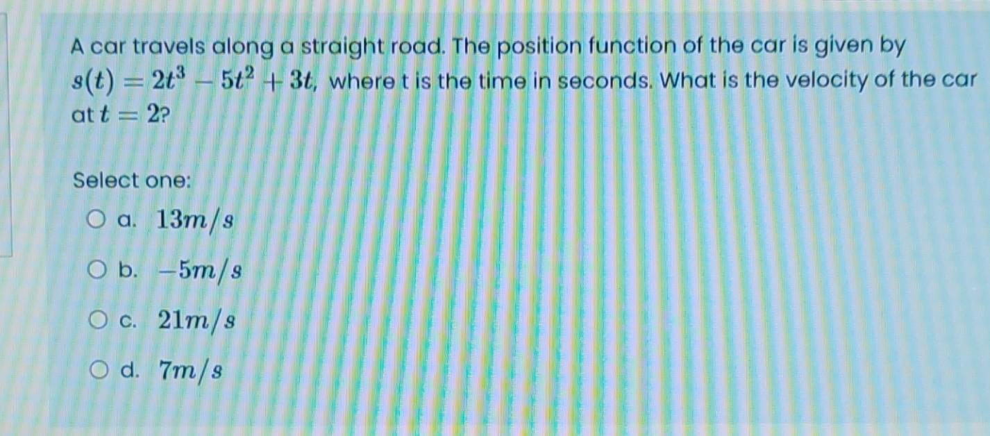 Solved A car travels along a straight road. The position | Chegg.com