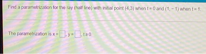Solved Find a parametrization for the ray (half line) with | Chegg.com
