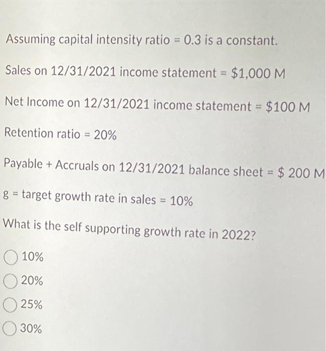 Solved Assuming capital intensity ratio =0.3 is a constant. | Chegg.com