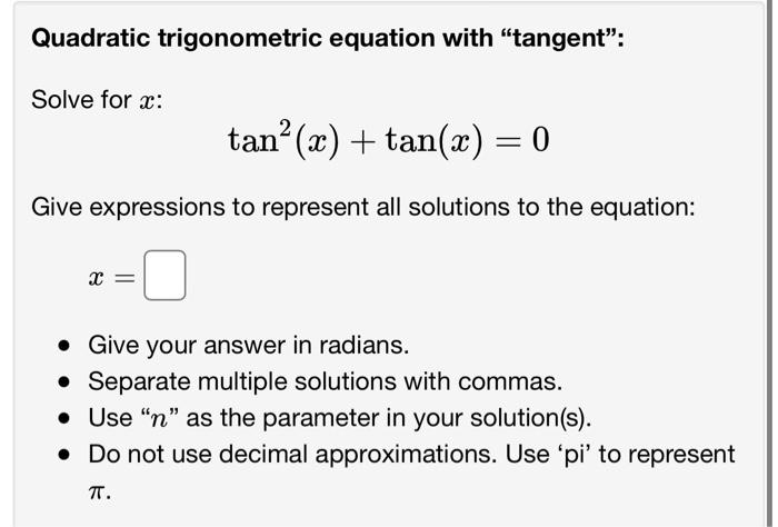Solved Quadratic trigonometric equation with "sine": Solve | Chegg.com