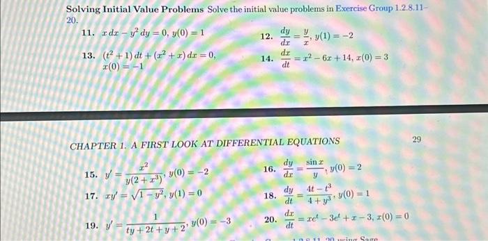 Solved Solving Initial Value Problems Solve the initial | Chegg.com