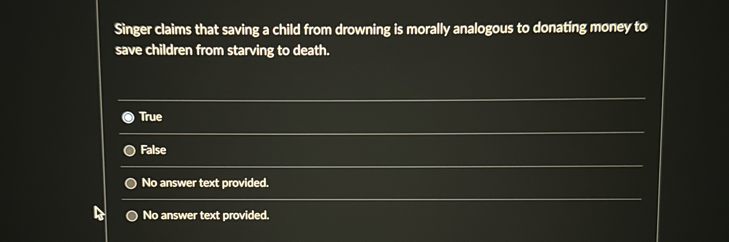 Solved Singer claims that saving a child from drowning is | Chegg.com