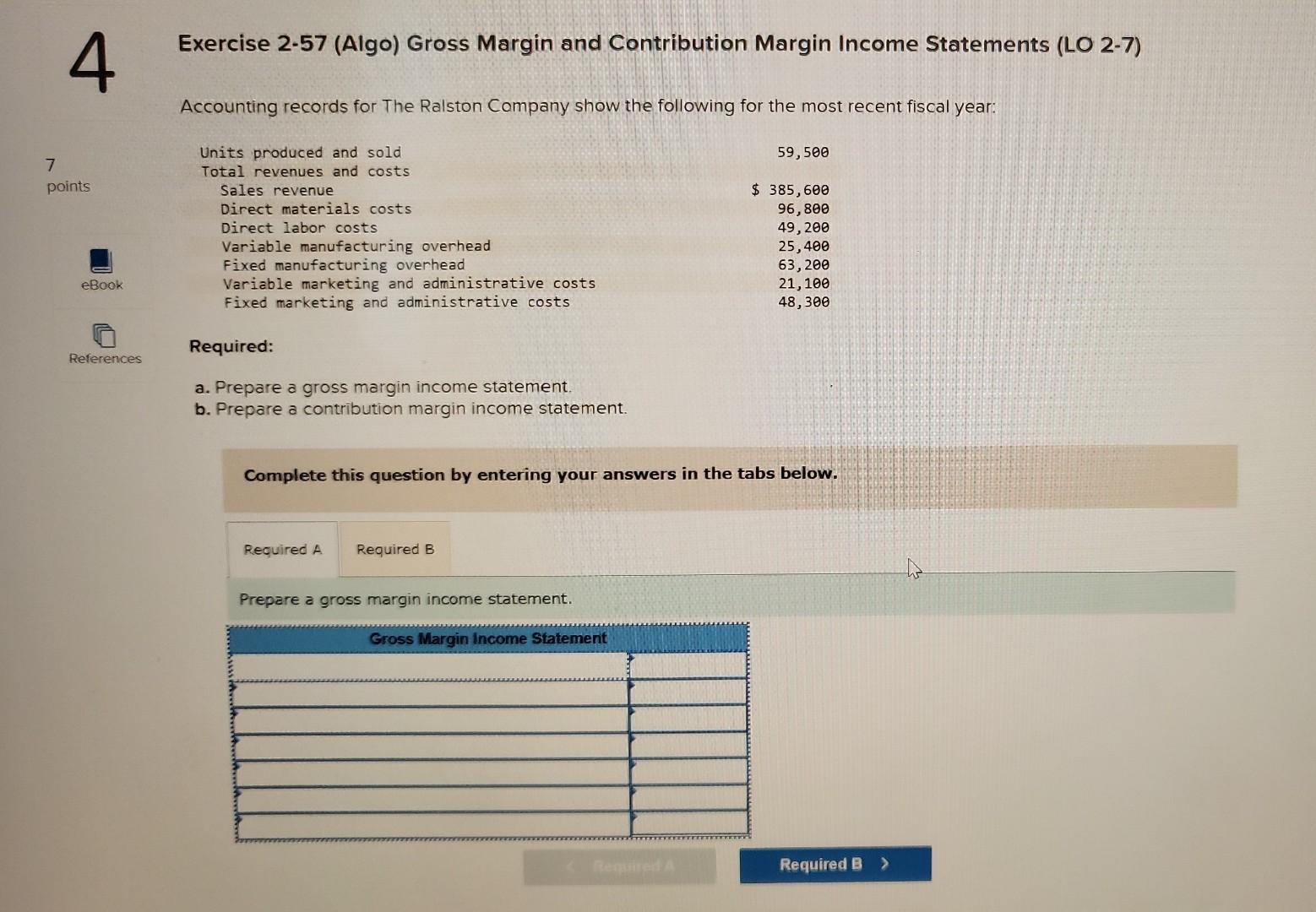 Solved Exercise 2.57 (Algo) Gross Margin and Contribution | Chegg.com