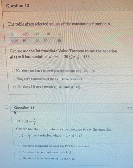 Solved Question 10 The table gives selected values of the | Chegg.com