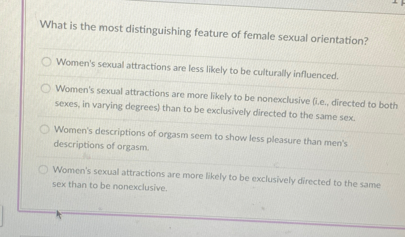 Solved What is the most distinguishing feature of female | Chegg.com