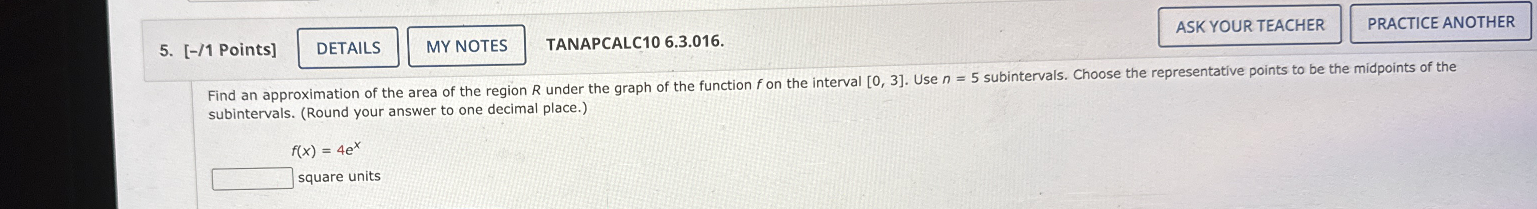 Solved [-/1 ﻿Points]TANAPCALC10 6.3.016. 1 Find an | Chegg.com