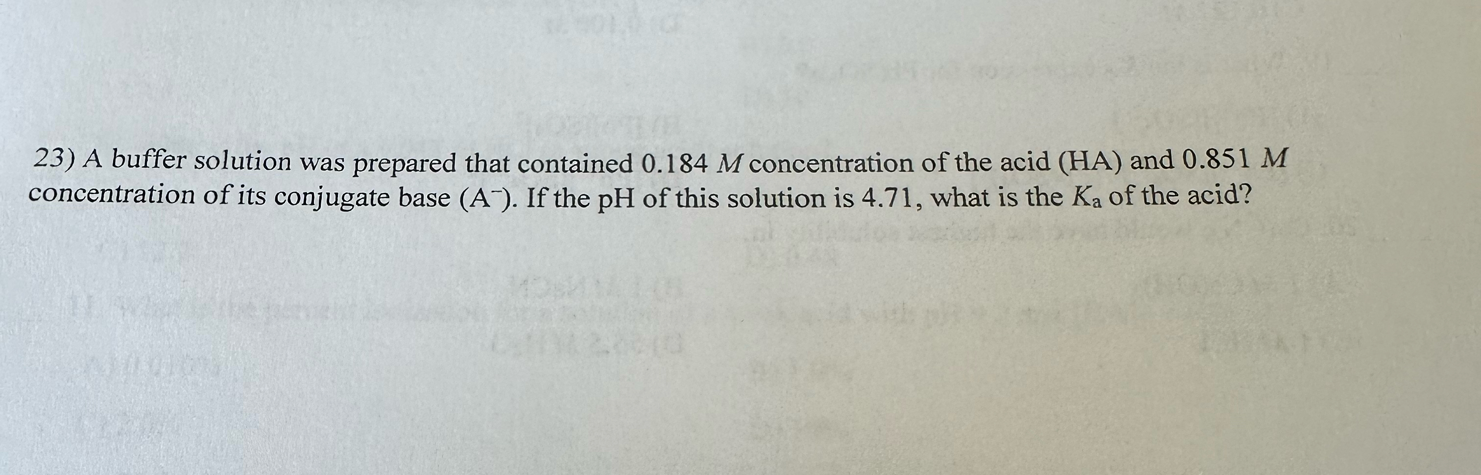 A buffer solution was prepared that contained 0.184M | Chegg.com