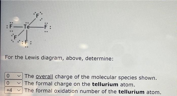 Solved i — Te F: For the Lewis diagram, above, determine: 0 | Chegg.com