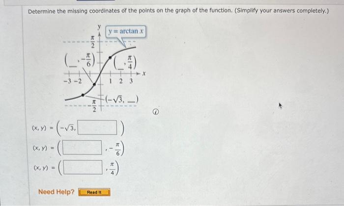 Solved Determine The Missing Coordinates Of The Points On