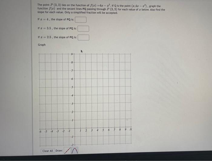 Solved The point P(3,3) lies on the function of f(x)=4x−x2. | Chegg.com