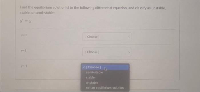 Solved Find the equilibrium solution(s) to the following | Chegg.com