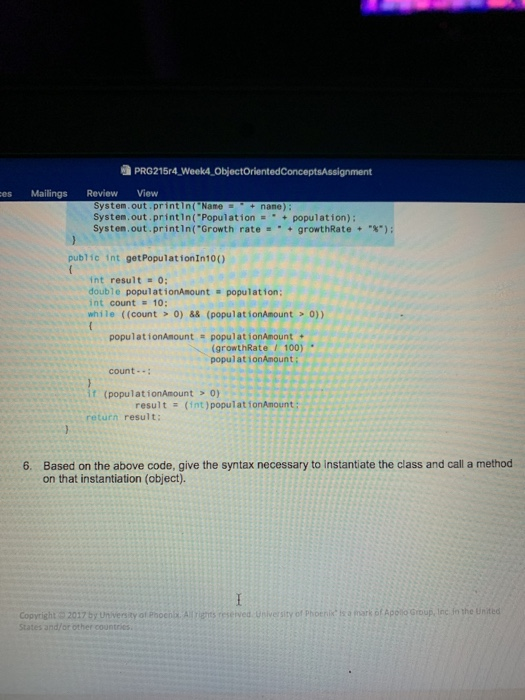 Solved S PRG215/4 Week4_ObjectOriented ConceptsAssignment | Chegg.com