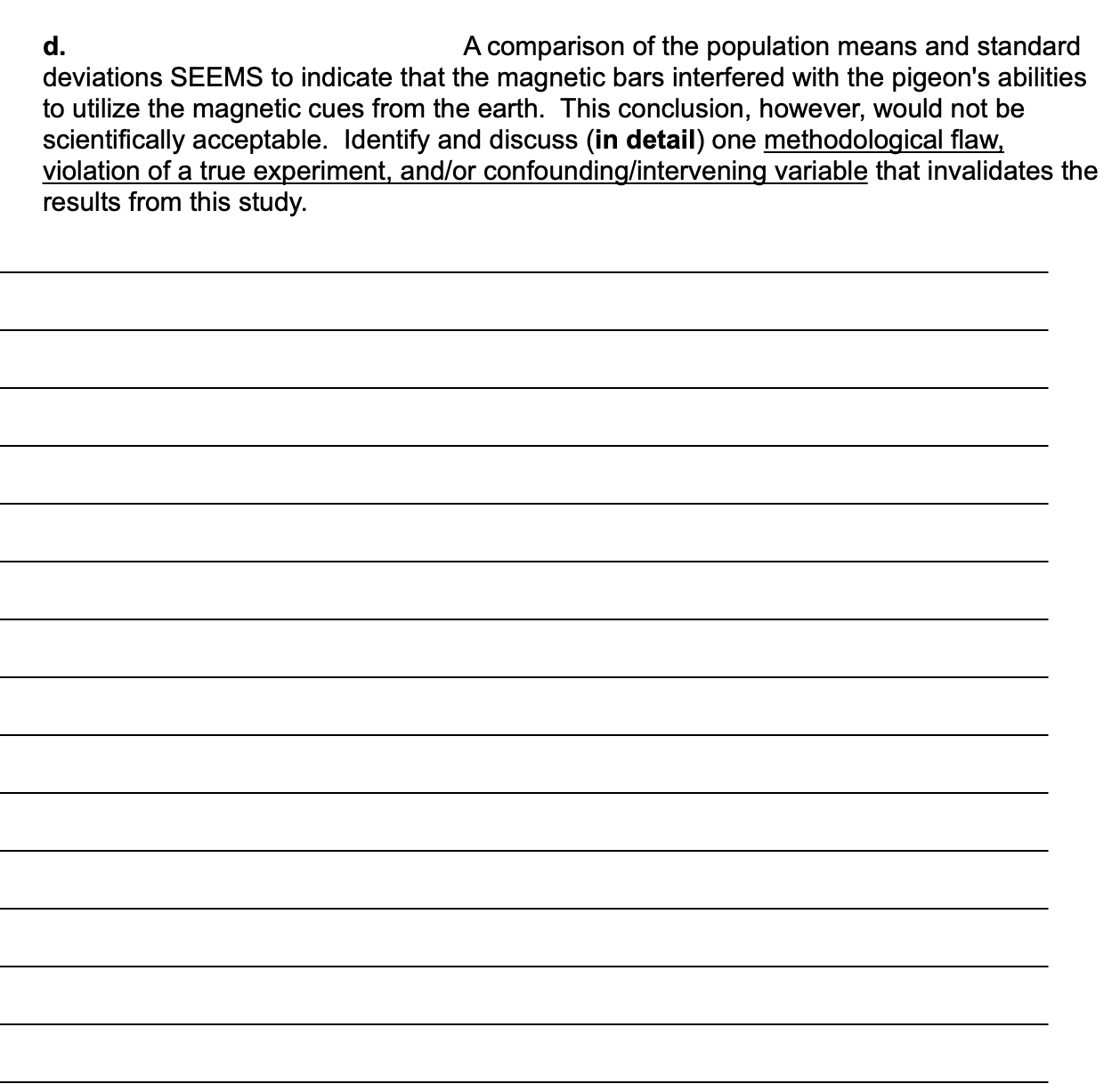Solved d.A comparison of the population means and | Chegg.com