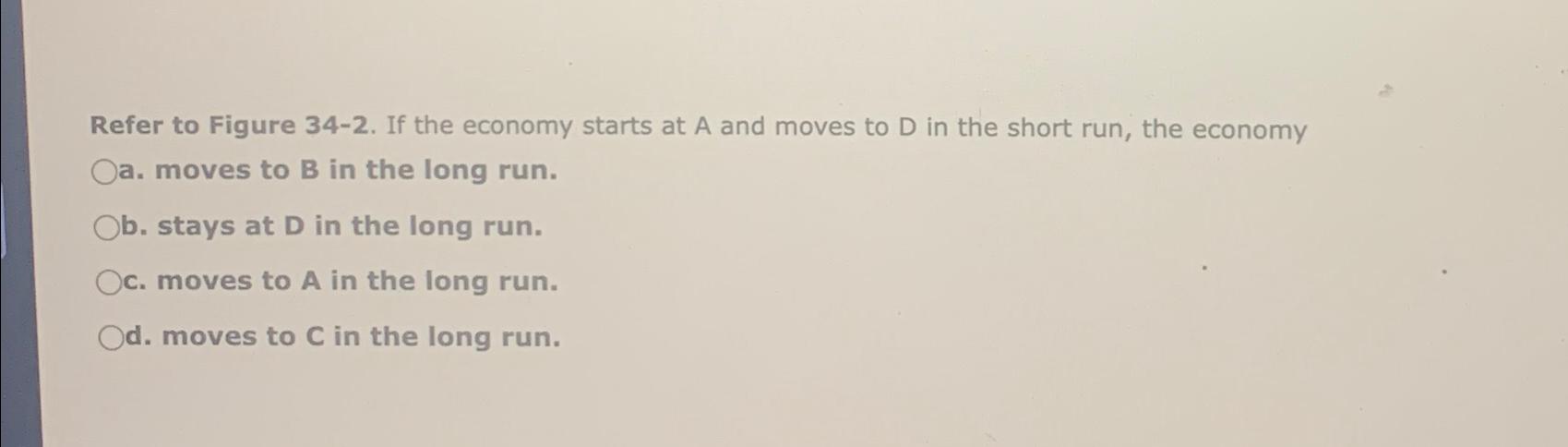 Solved Refer to Figure 34-2. ﻿If the economy starts at A and | Chegg.com
