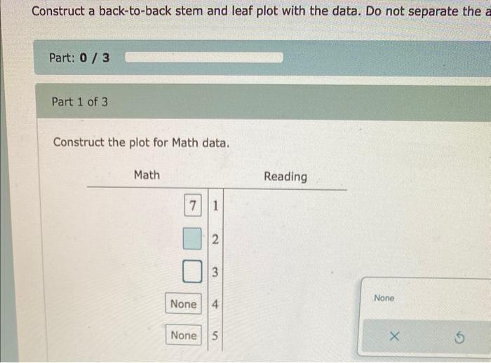 Construct a back-to-back stem and leaf plot with the | Chegg.com