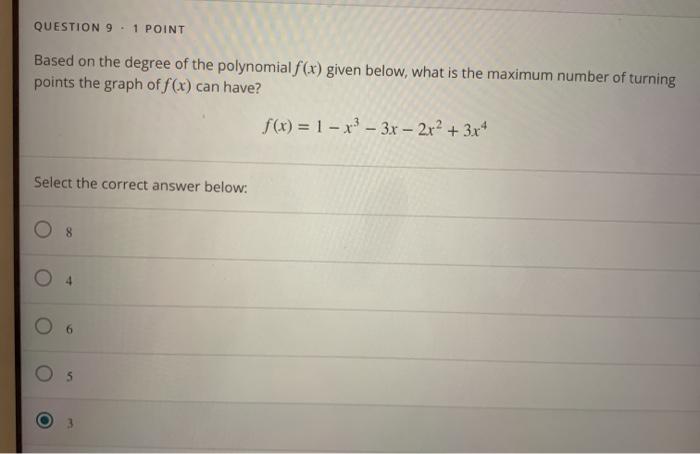 Solved QUESTION 9.1 POINT Based on the degree of the | Chegg.com