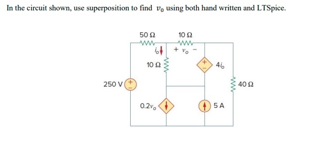 Solved In the circuit shown, use superposition to find v0 | Chegg.com