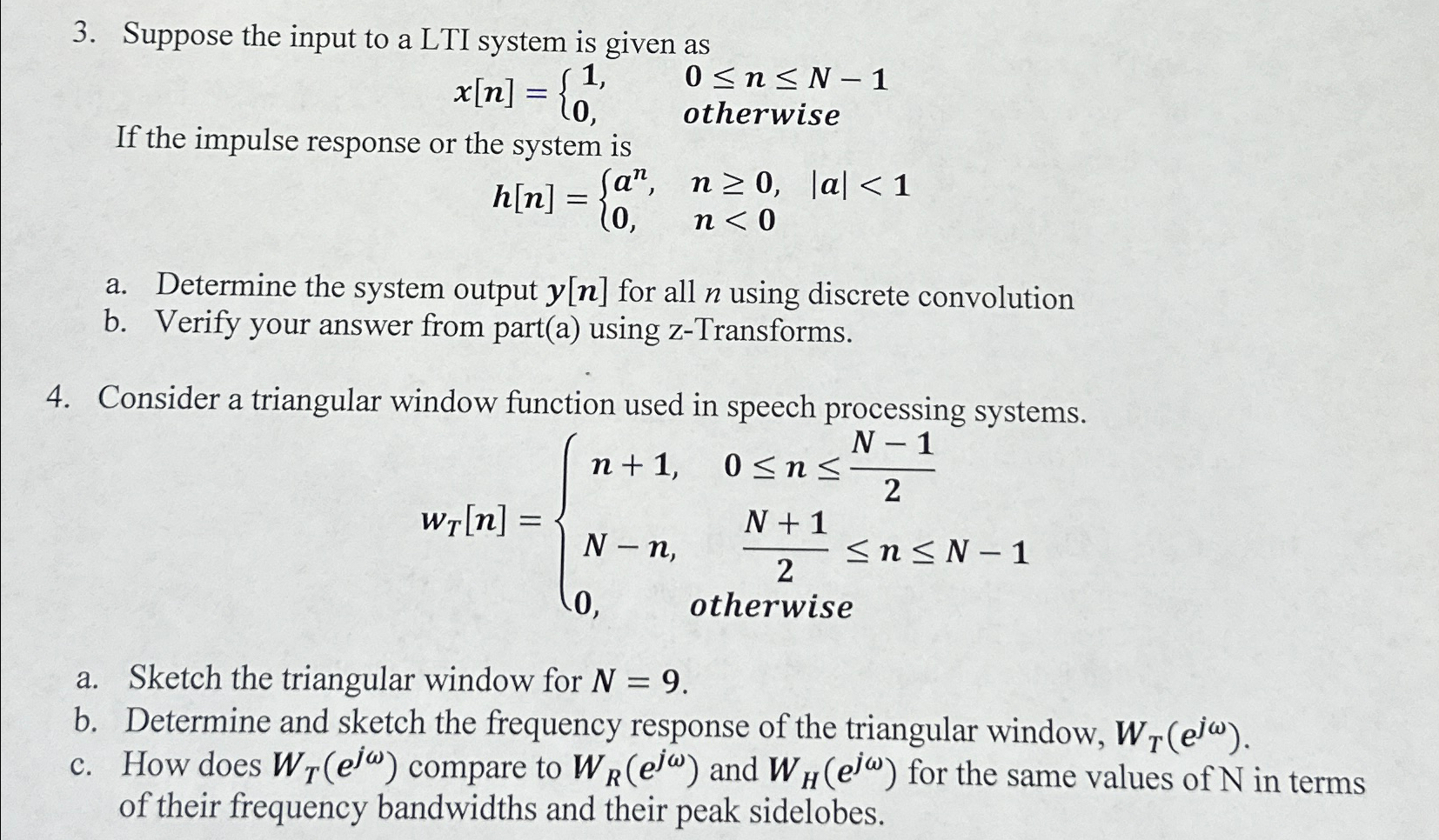Solved Suppose the input to a LTI system is given | Chegg.com