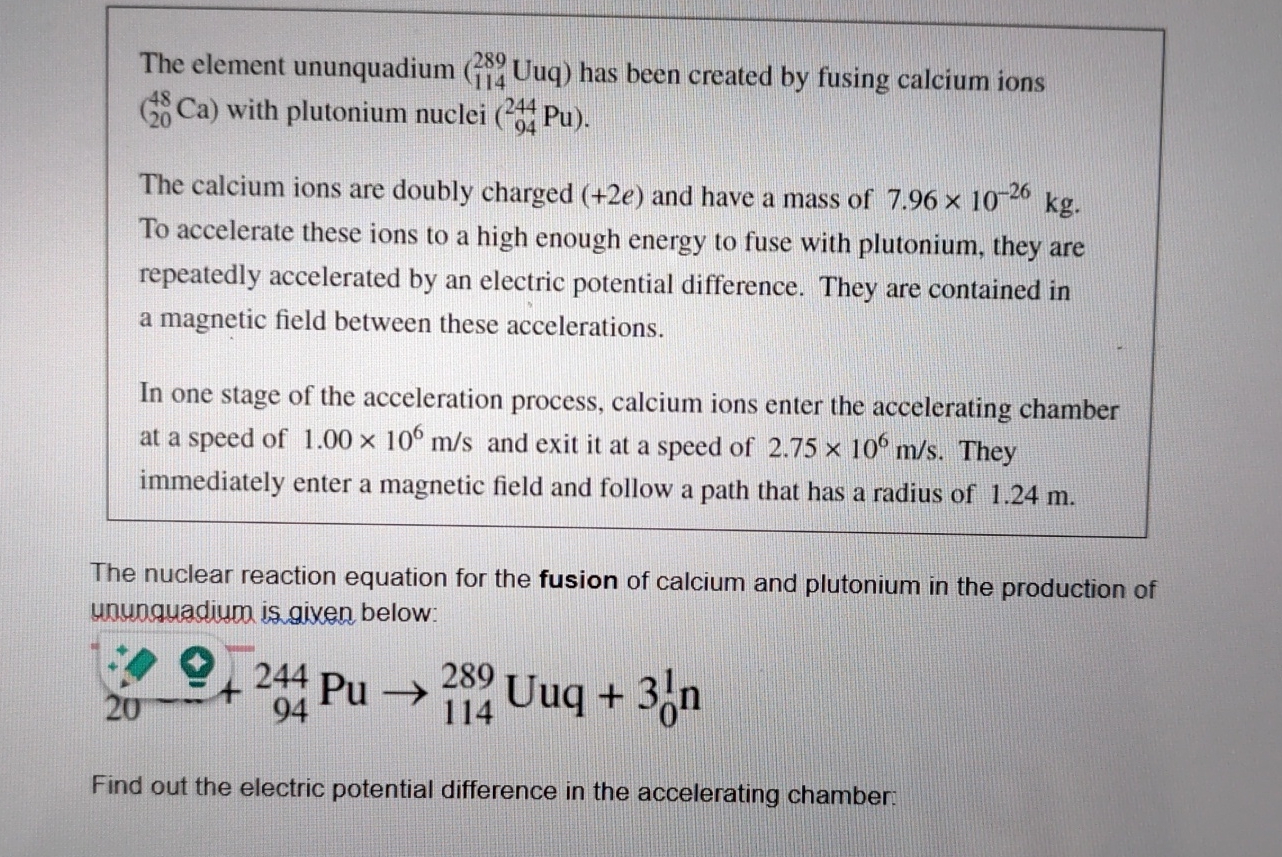 Solved The element ununquadium (114289Uuq) ﻿has been created | Chegg.com