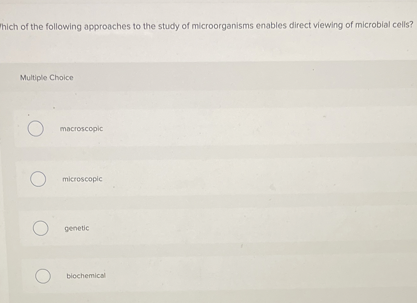 Solved hich of the following approaches to the study of | Chegg.com