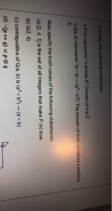 Solved Consider the following predicates: • P (n) represents | Chegg.com