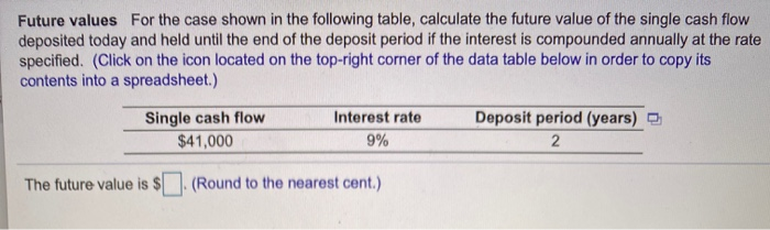 Solved Future values For the case shown in the following | Chegg.com